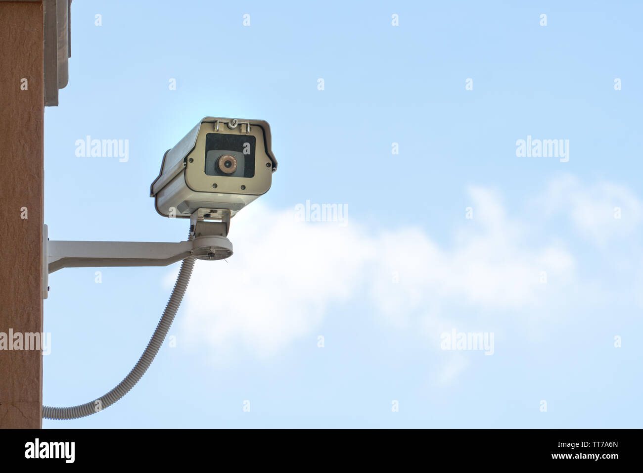 CCTV camera or outdoor security cameras on a wall, video protection ...