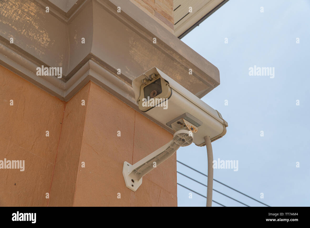 outdoor security cameras or outdoor surveillance cameras on a wall ...