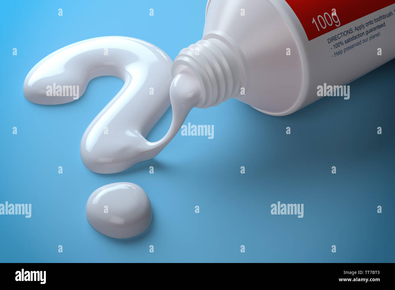 Toothpaste in the shape of question mark coming out from toothpaste ...