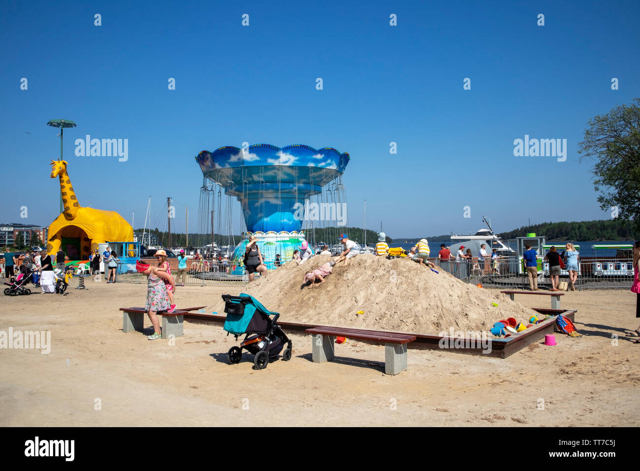 Children playing in sand box, Lappeenranta Finland Stock Photo - Alamy