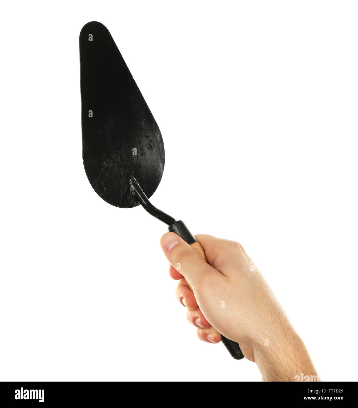 Building trowel in male hand isolated on white Stock Photo - Alamy