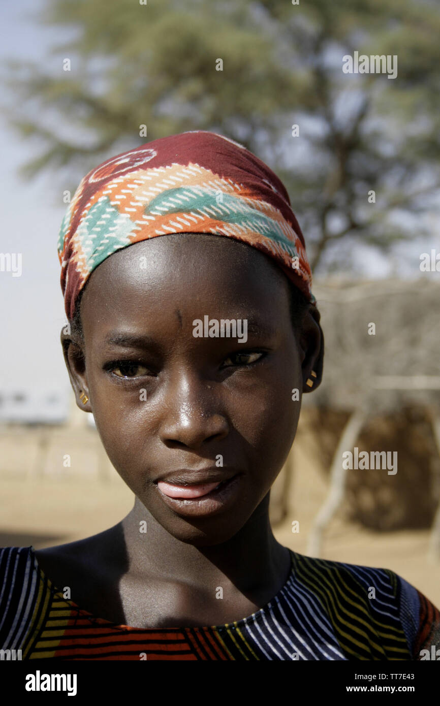Portraits of young women in Senegal, in a village near Senegal river ...