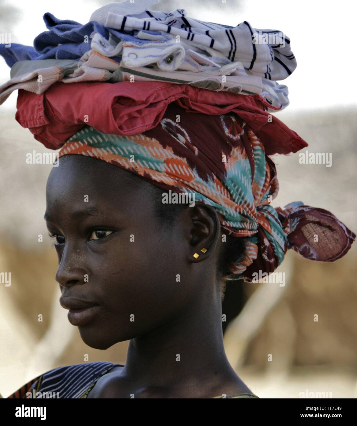 Portraits of young women in Senegal, in a village near Senegal river ...