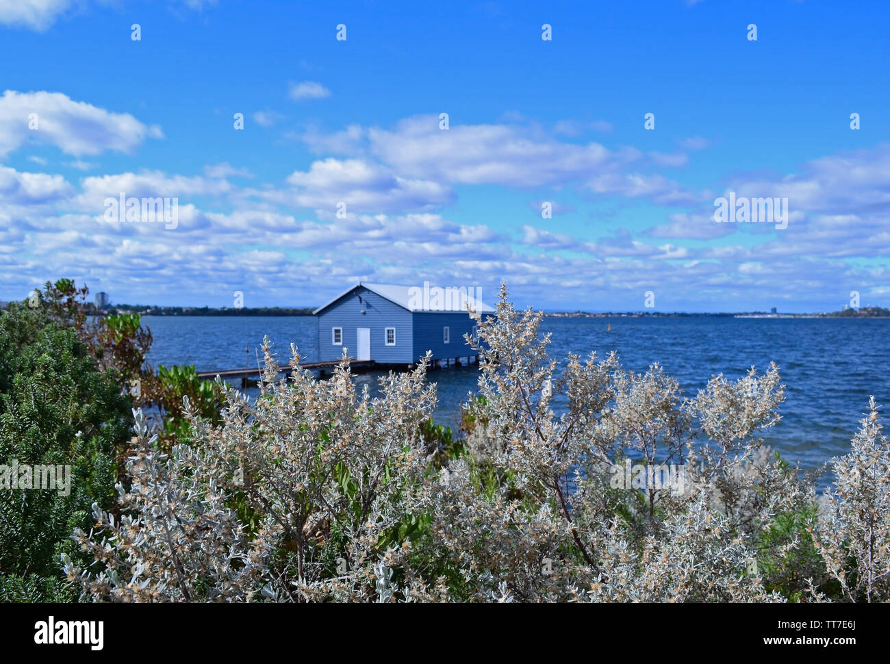 Crawley Edge Boatshed-Blue Boat House, Perth, Australia Stock Photo - Alamy