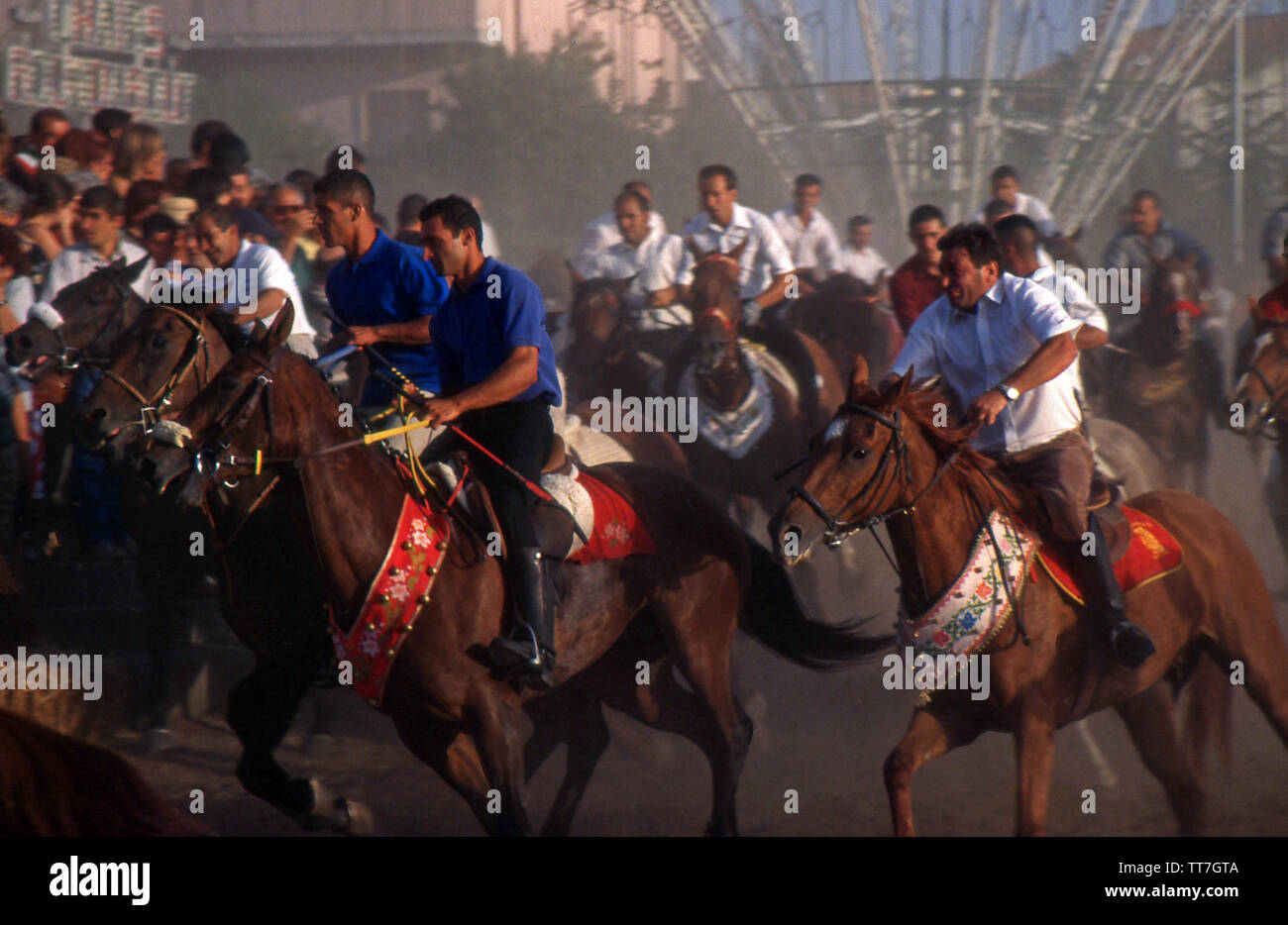 Pozzomaggiore, Sardinia, Italy. The "Ardia" equestrian carousel ...