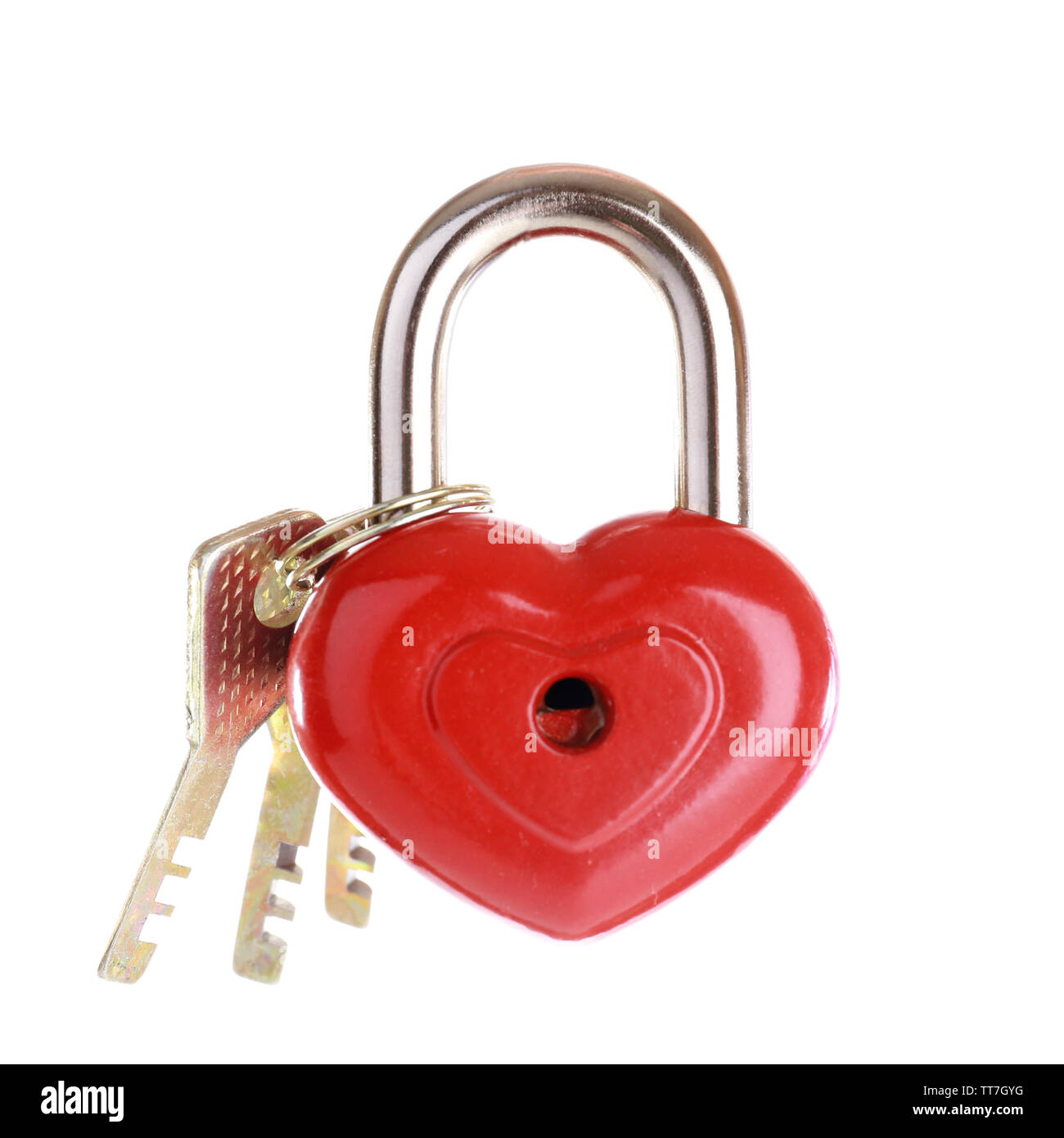 Heart-shaped padlock with key isolated on white Stock Photo - Alamy