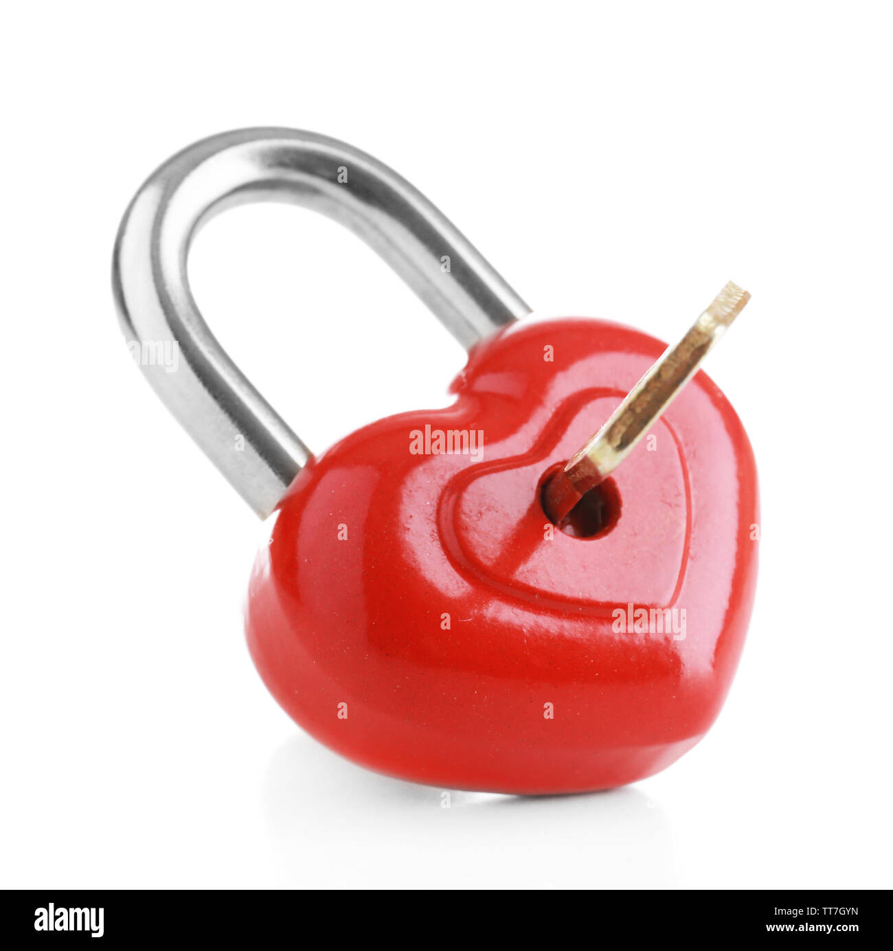 Heart-shaped padlock with key isolated on white Stock Photo - Alamy
