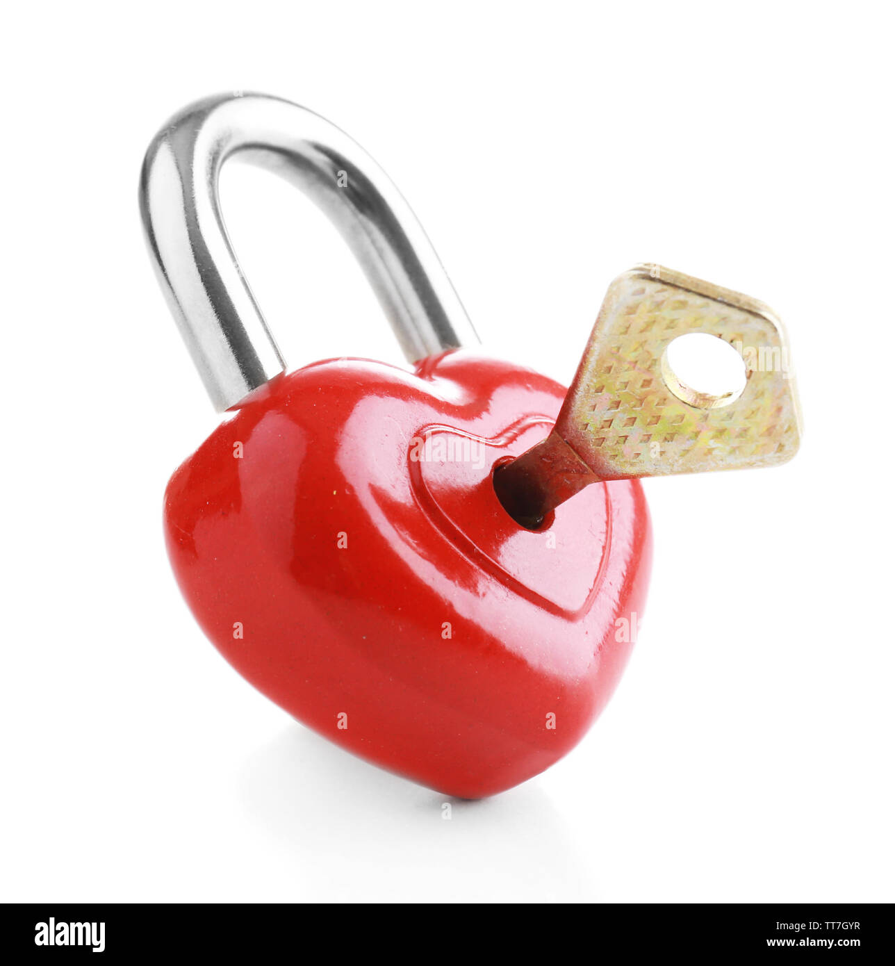 Heart-shaped padlock with key isolated on white Stock Photo - Alamy