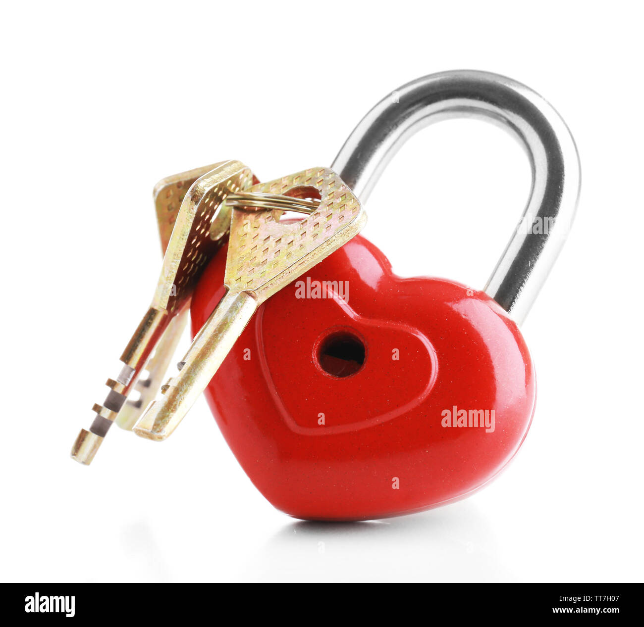 Heart-shaped padlock with key isolated on white Stock Photo - Alamy