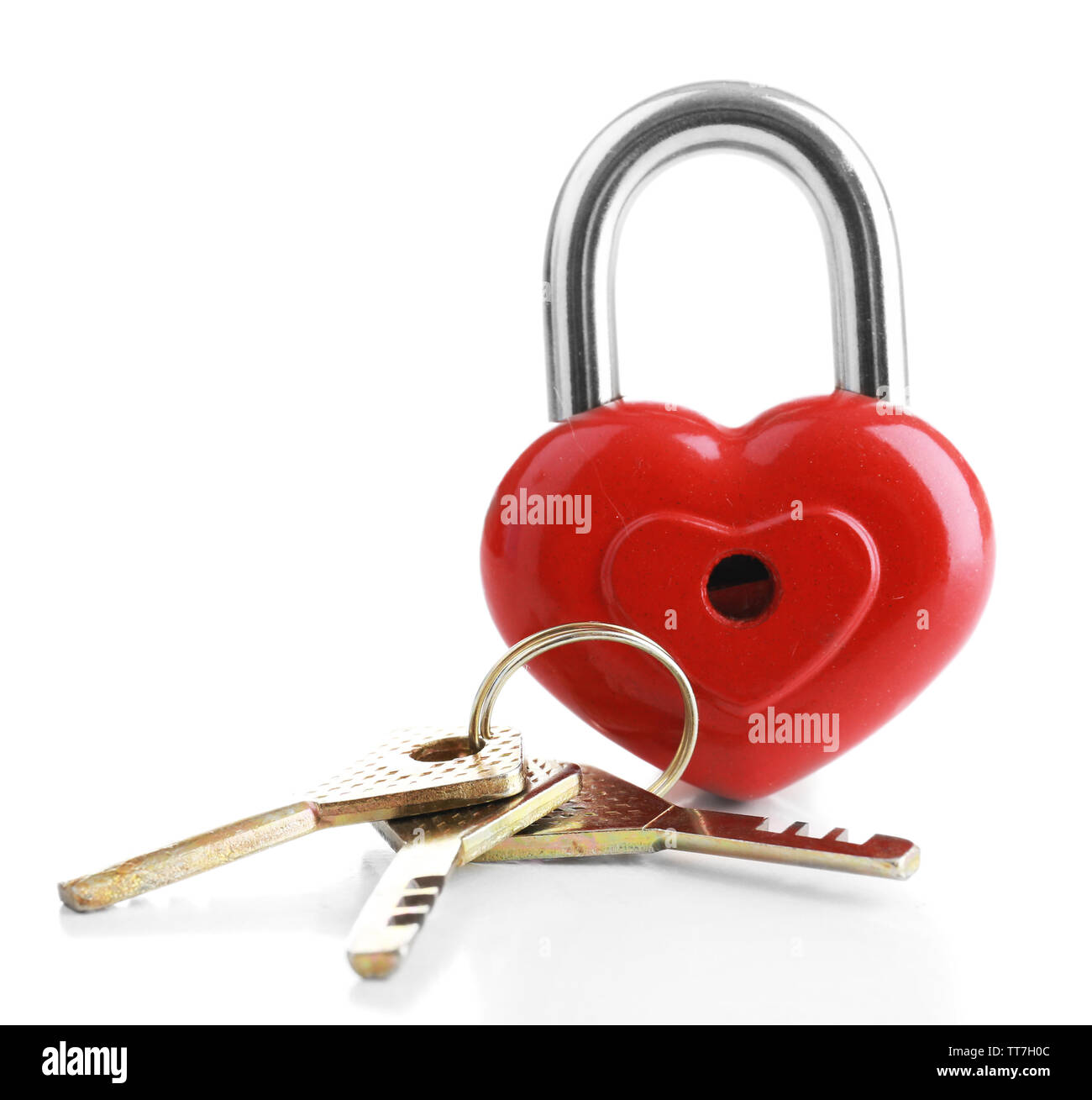 Heart-shaped padlock with key isolated on white Stock Photo - Alamy