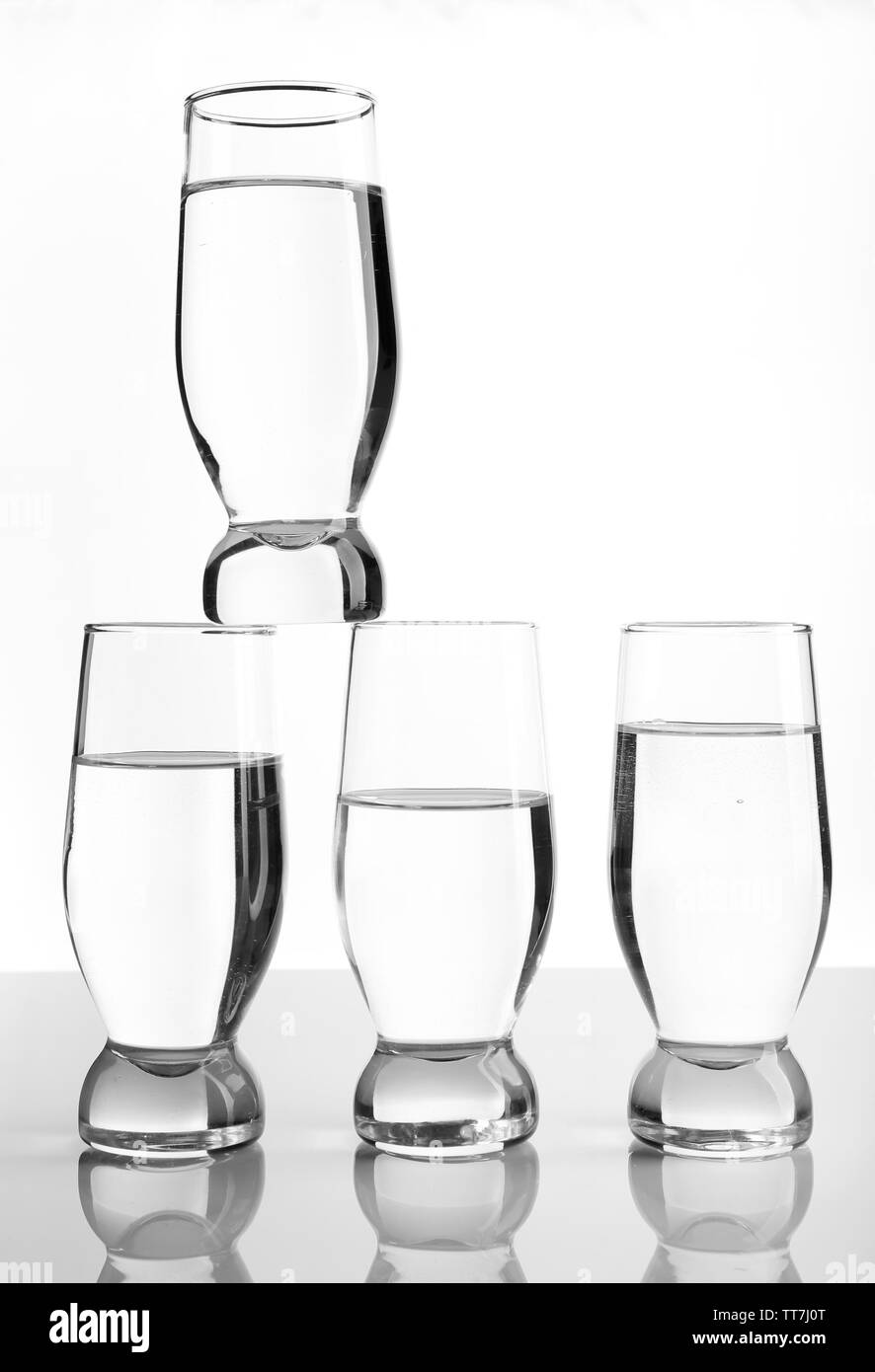 Transparent glasses pure water Black and White Stock Photos & Images ...