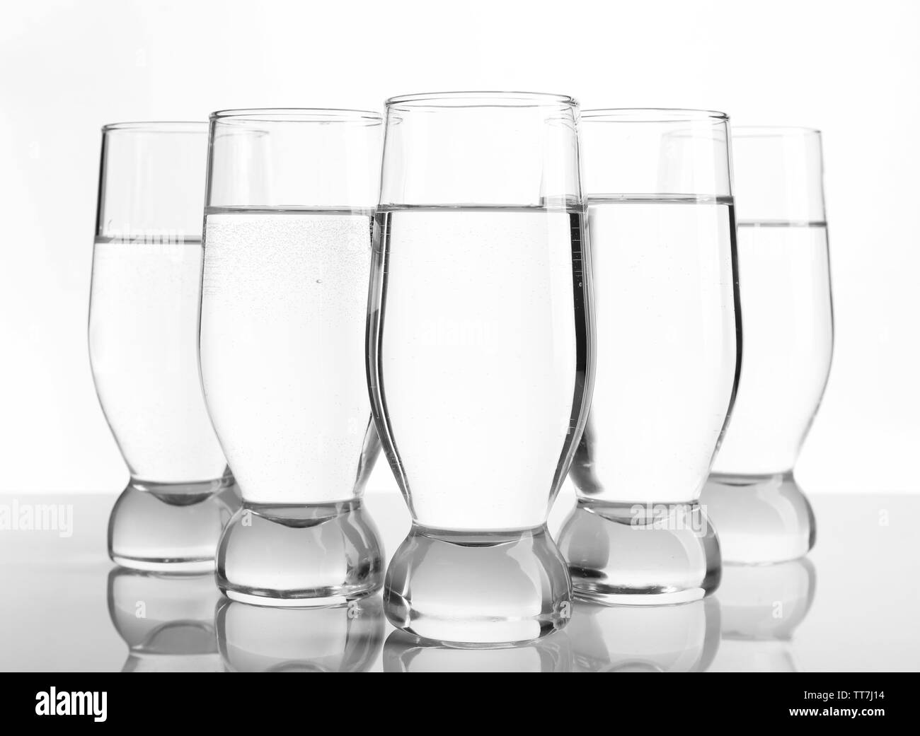 Transparent glasses pure water Black and White Stock Photos & Images ...