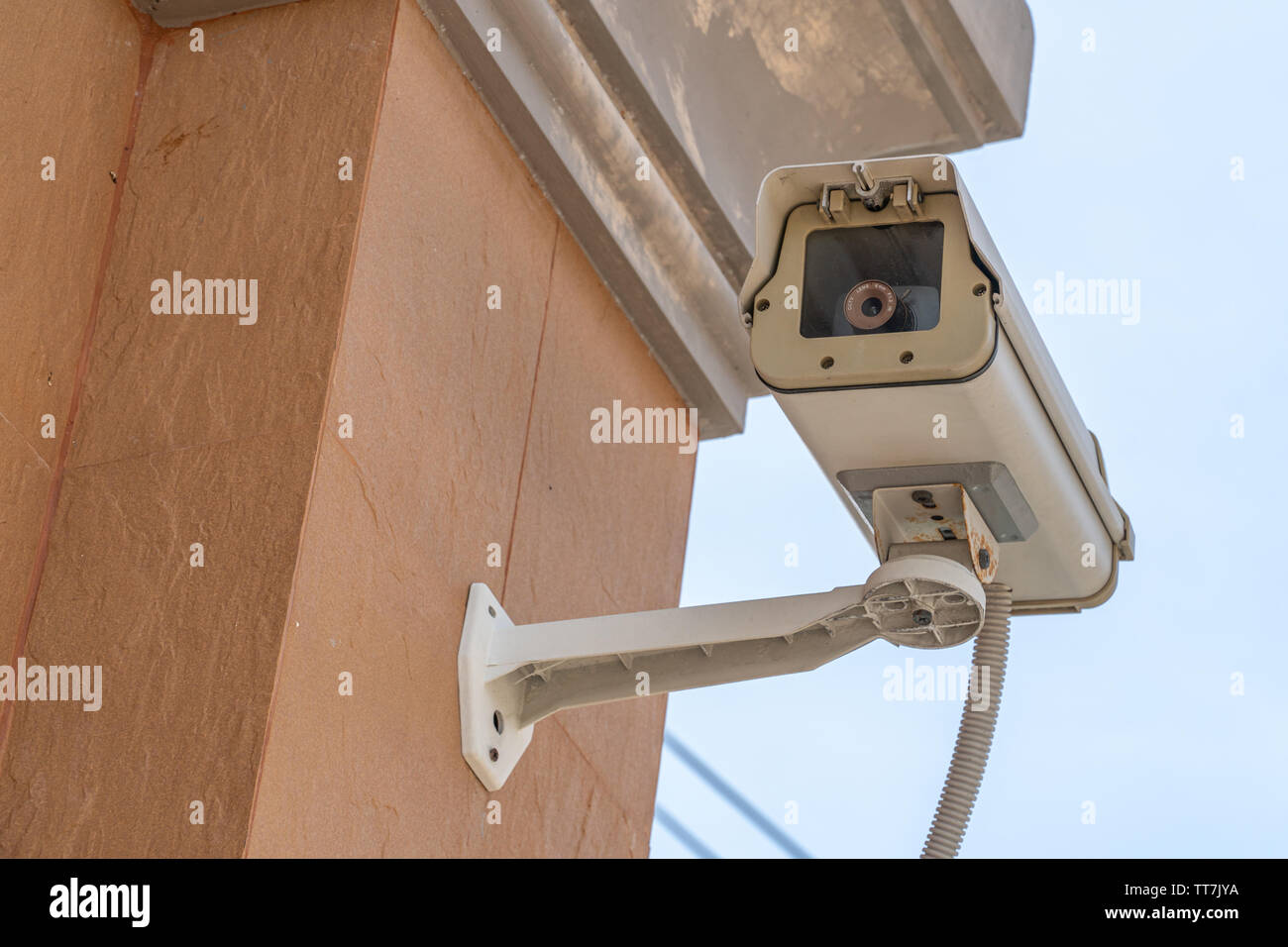 home security cameras or home surveillance cameras on a wall, video ...