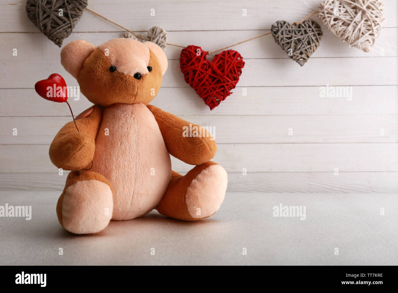 Teddy bear with hearts, love concept Stock Photo - Alamy