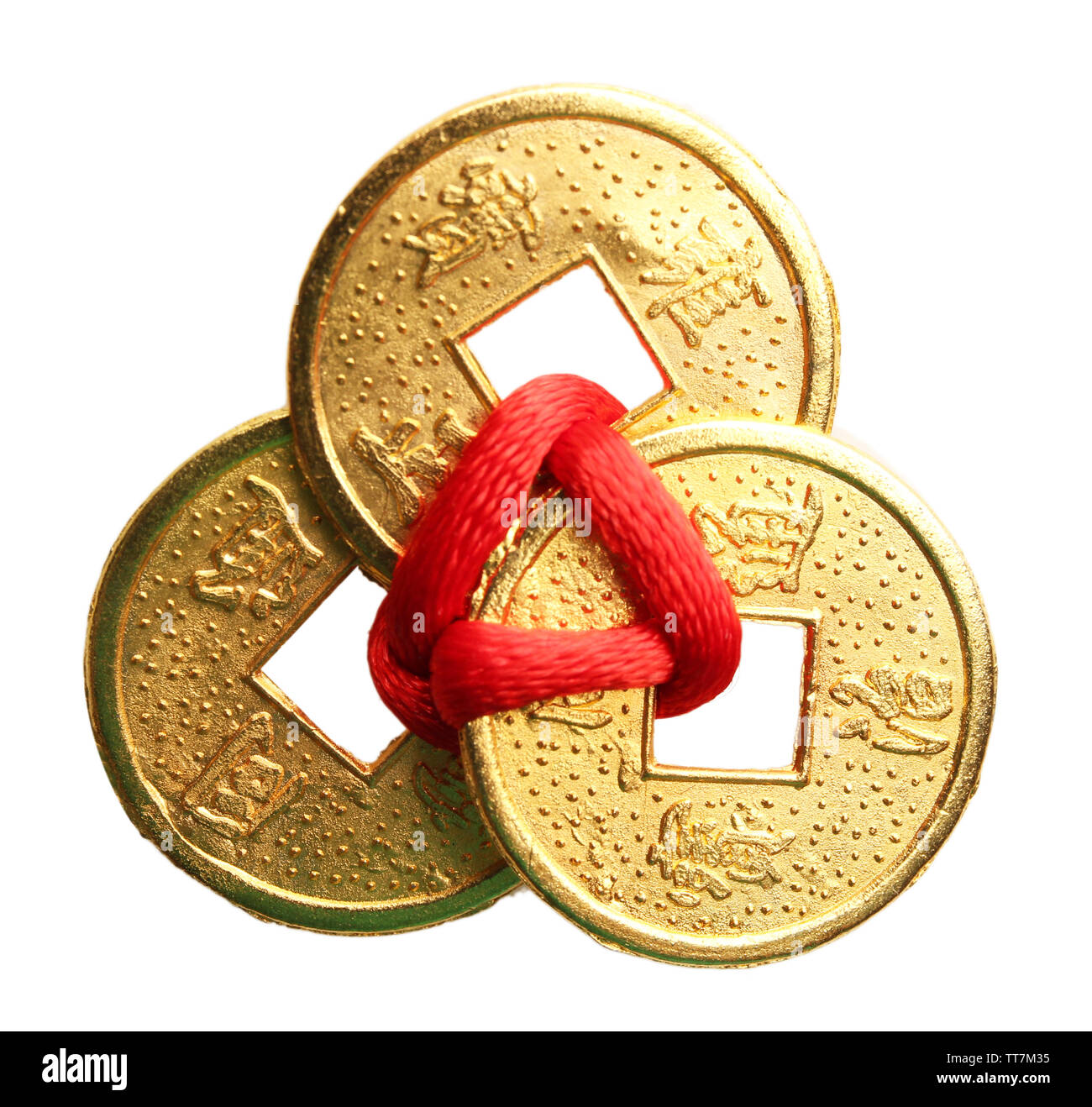 Chinese coins red ribbon hi-res stock photography and images - Alamy