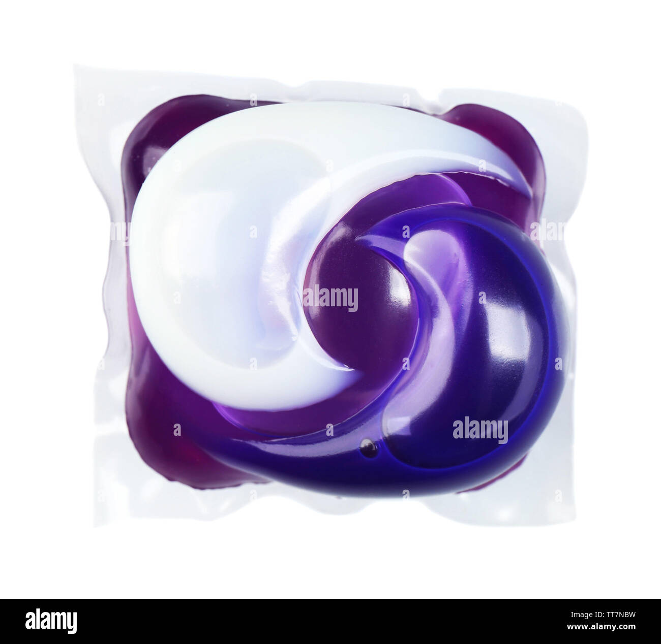 Gel capsule with laundry detergent isolated on white Stock Photo - Alamy