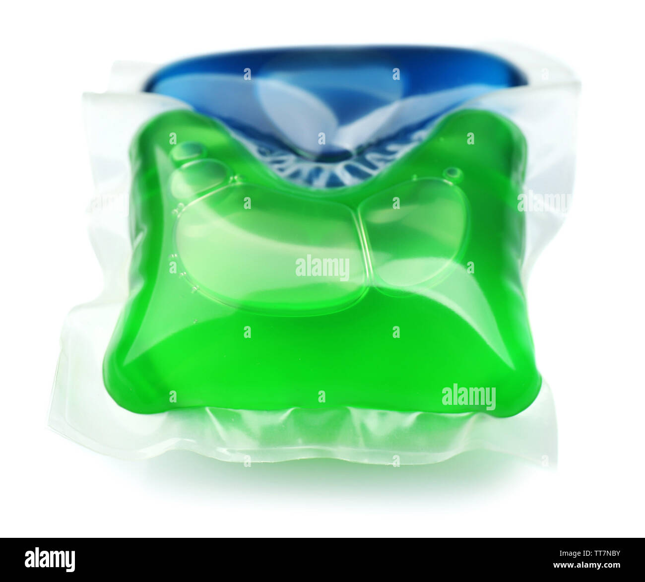 Gel capsule with laundry detergent isolated on white Stock Photo - Alamy