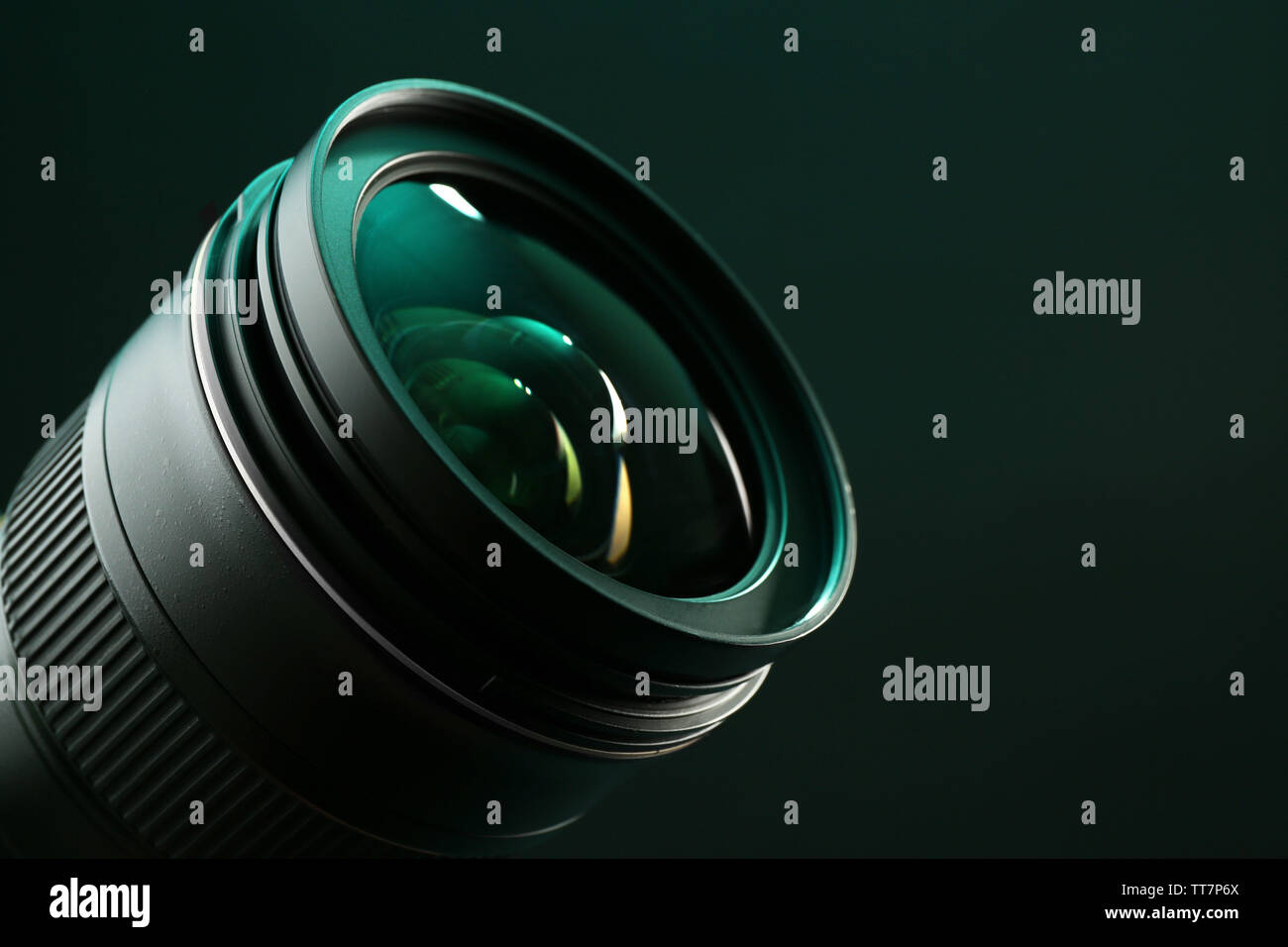 Camera lens on dark background Stock Photo - Alamy