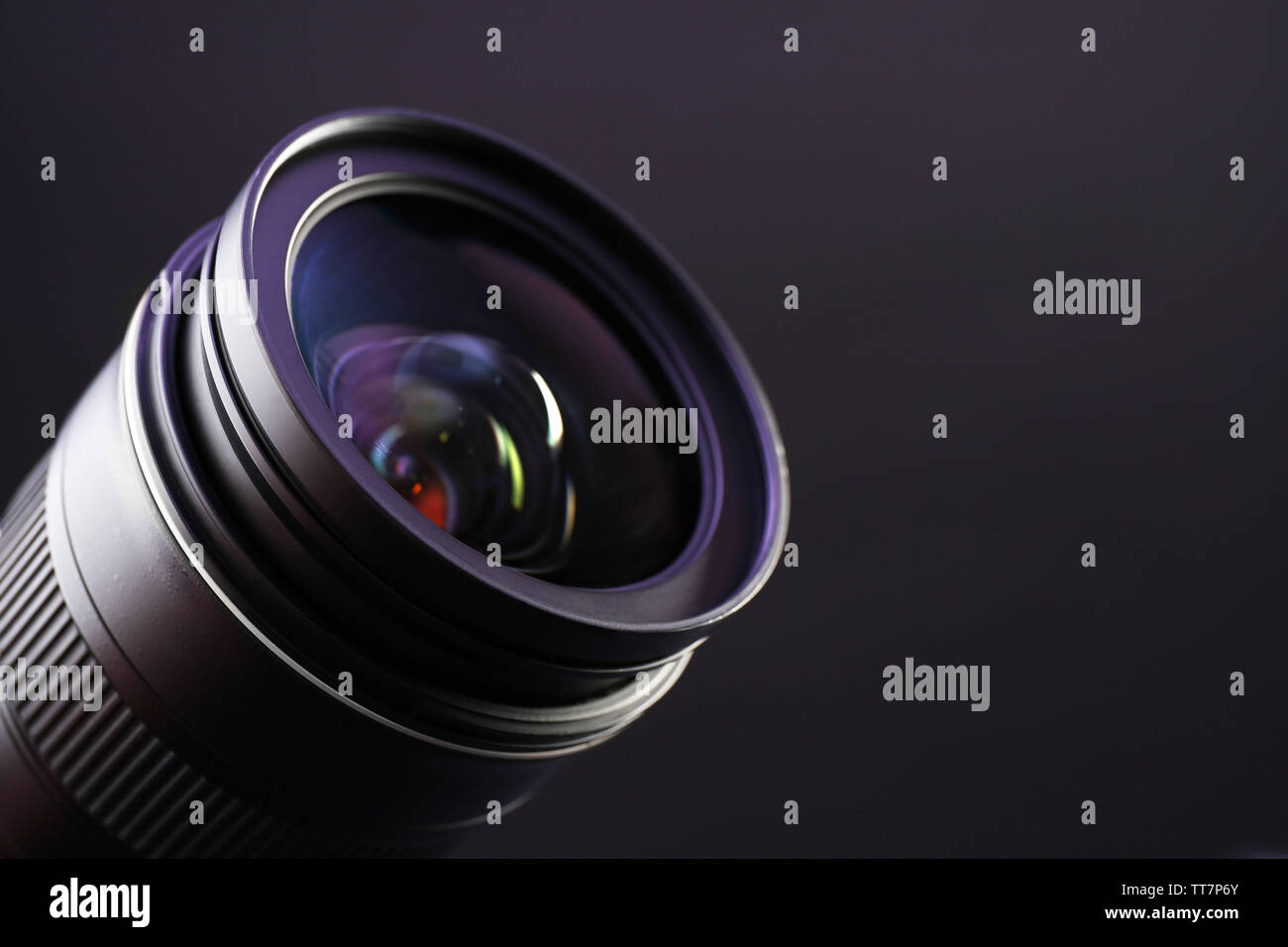 Camera lens on dark background Stock Photo - Alamy