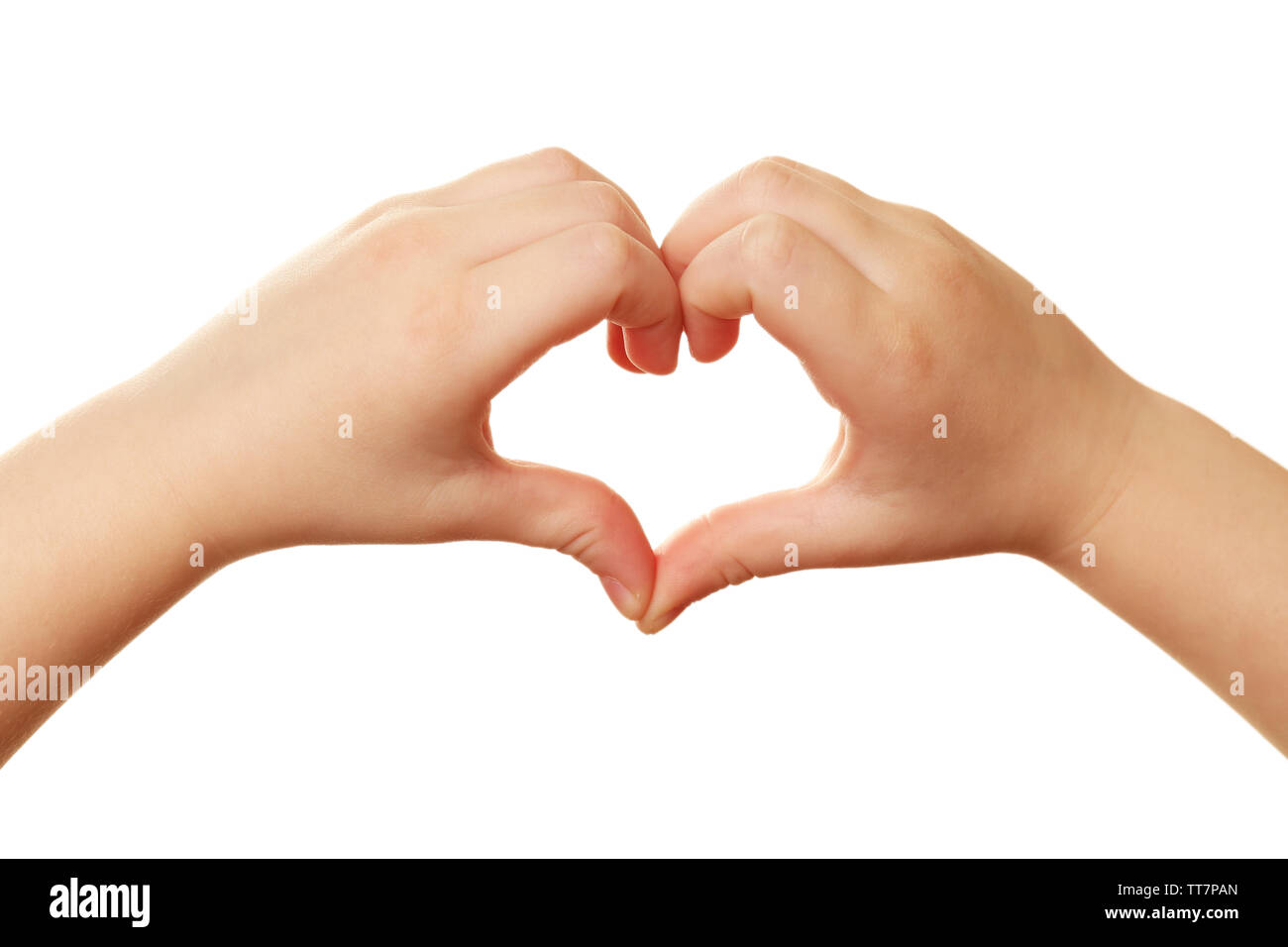 Heart shaped by child hands isolated on white Stock Photo - Alamy