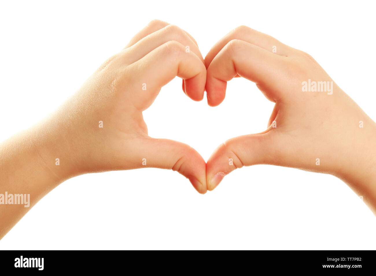 Heart shaped by child hands isolated on white Stock Photo - Alamy
