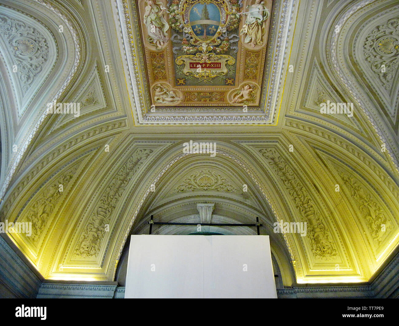 A PAINTED ORNATE CEILING OF THE VATICAN MUSUEM INTERIOR, ROME, ITALY ...