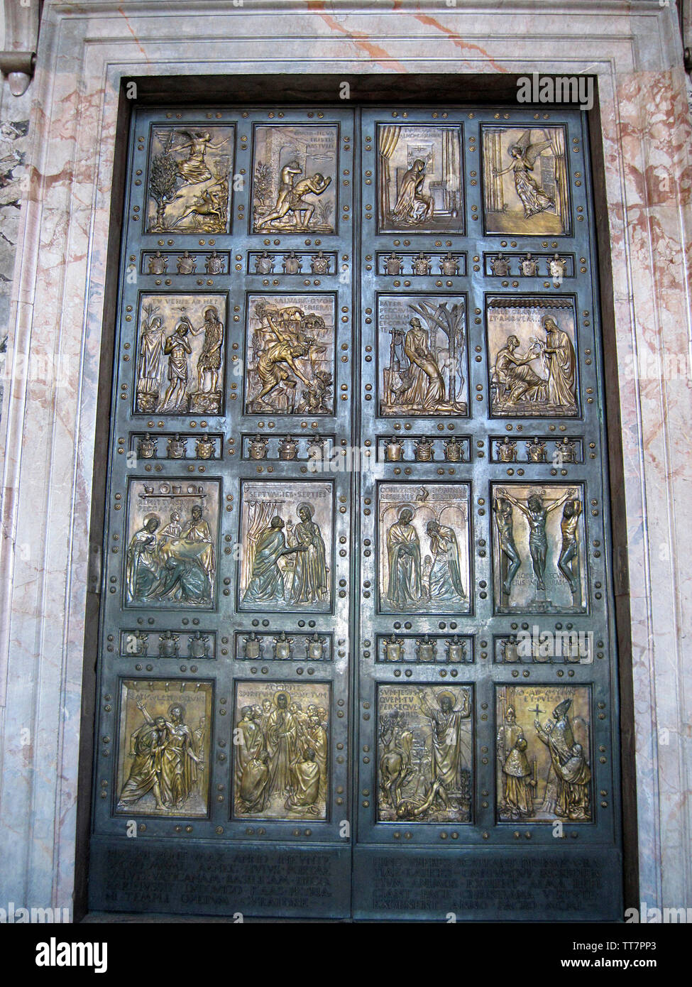 THE SCULPTED BRONZE DOORS OF SAINT PETER'S BASILICA, ROME, ITALY Stock ...