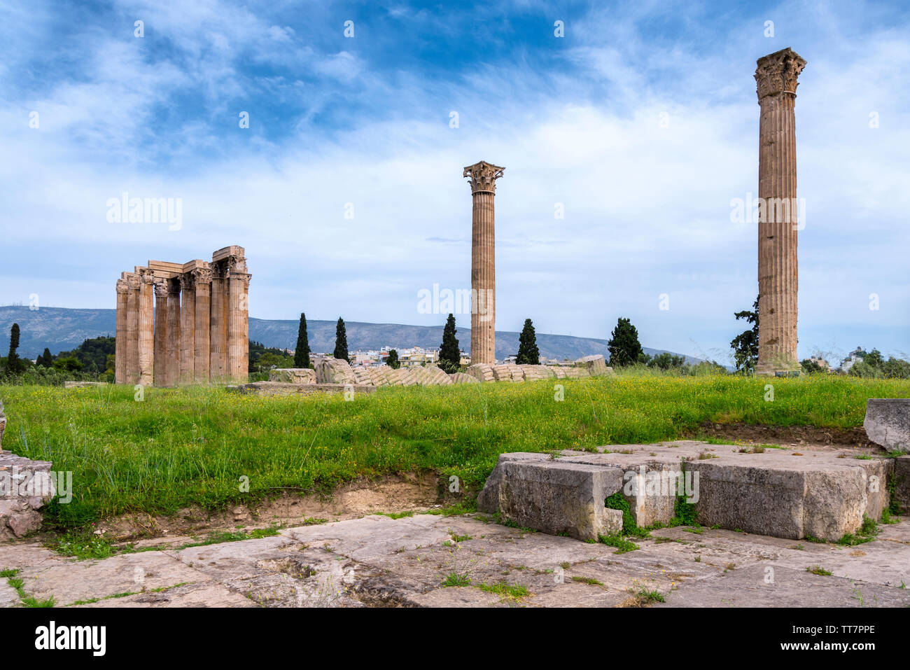 Athens, Attica / Greece. The Temple of Olympian Zeus also known as the ...