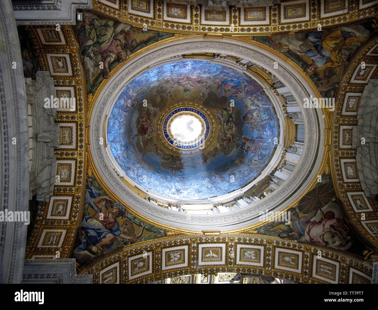 THE PAINTED AND ORNATE CEILING OF SAINT PETER'S BASILICA, ROME, ITALY ...