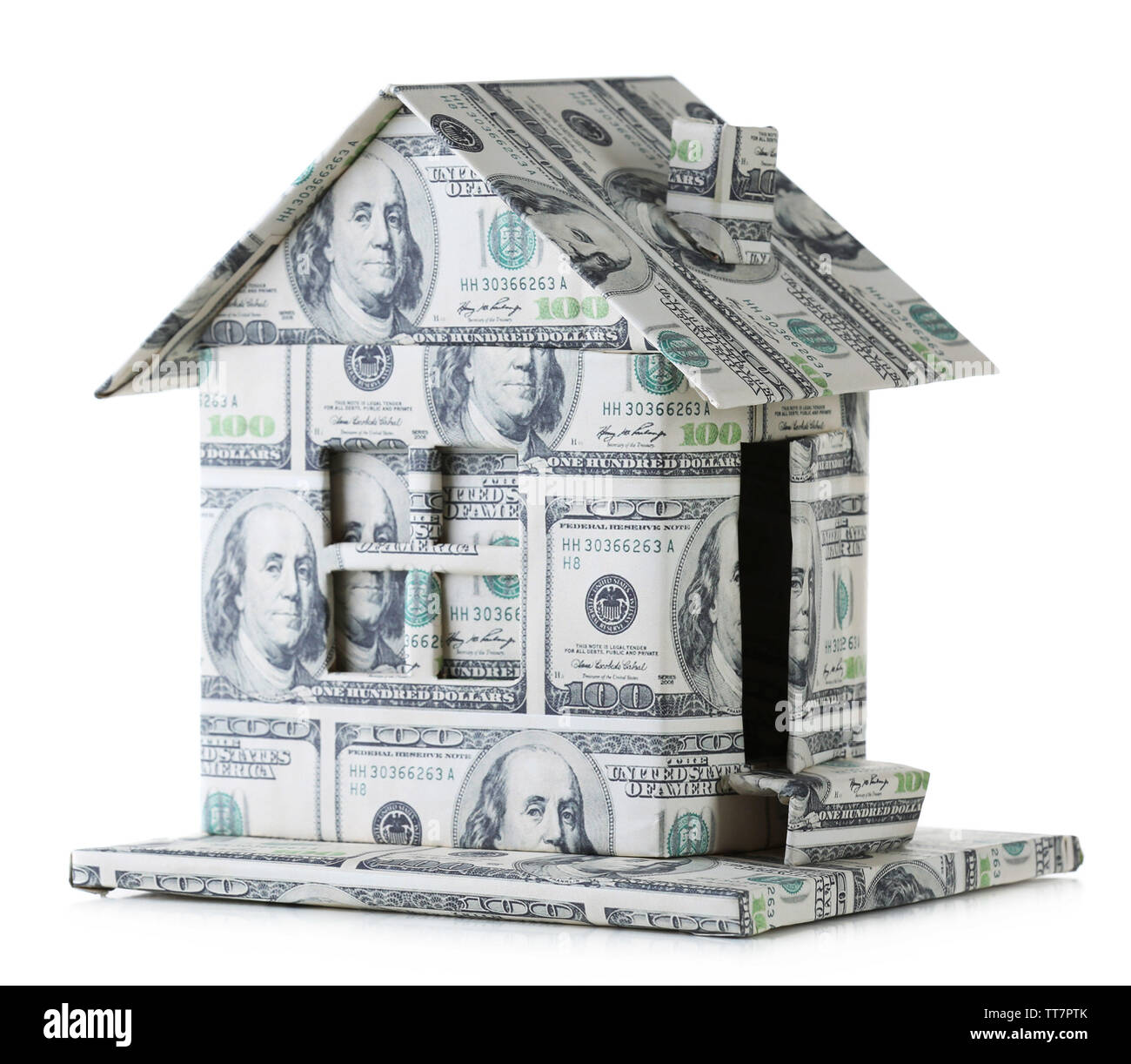 Money house isolated on white Stock Photo - Alamy