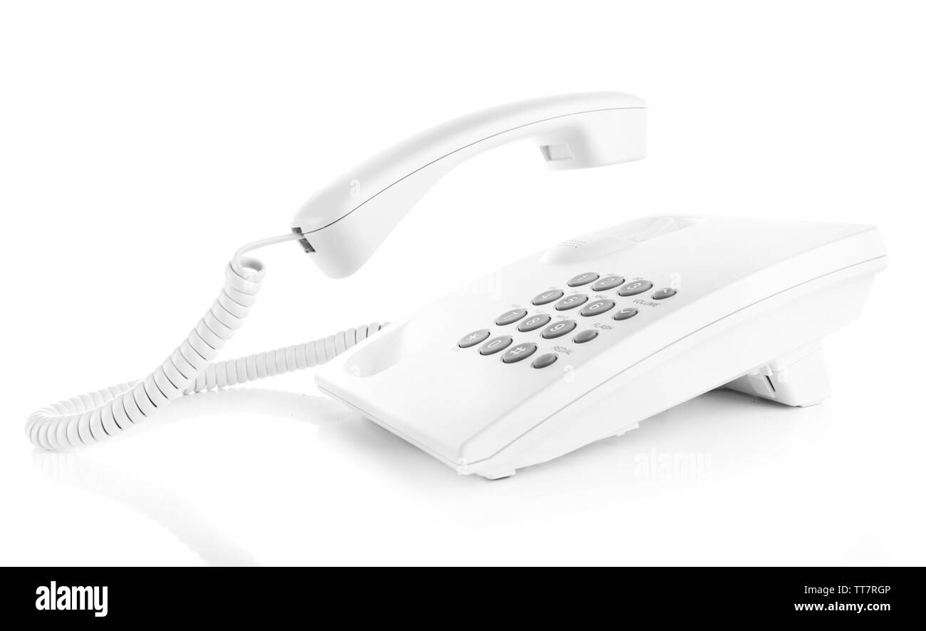 Telephone set isolated on white Stock Photo - Alamy