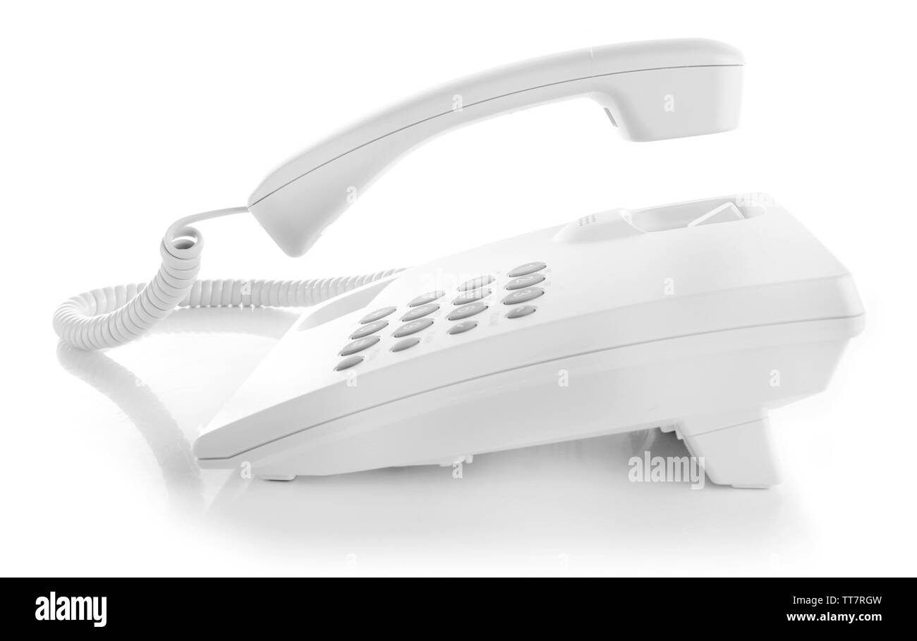 Telephone set isolated on white Stock Photo - Alamy