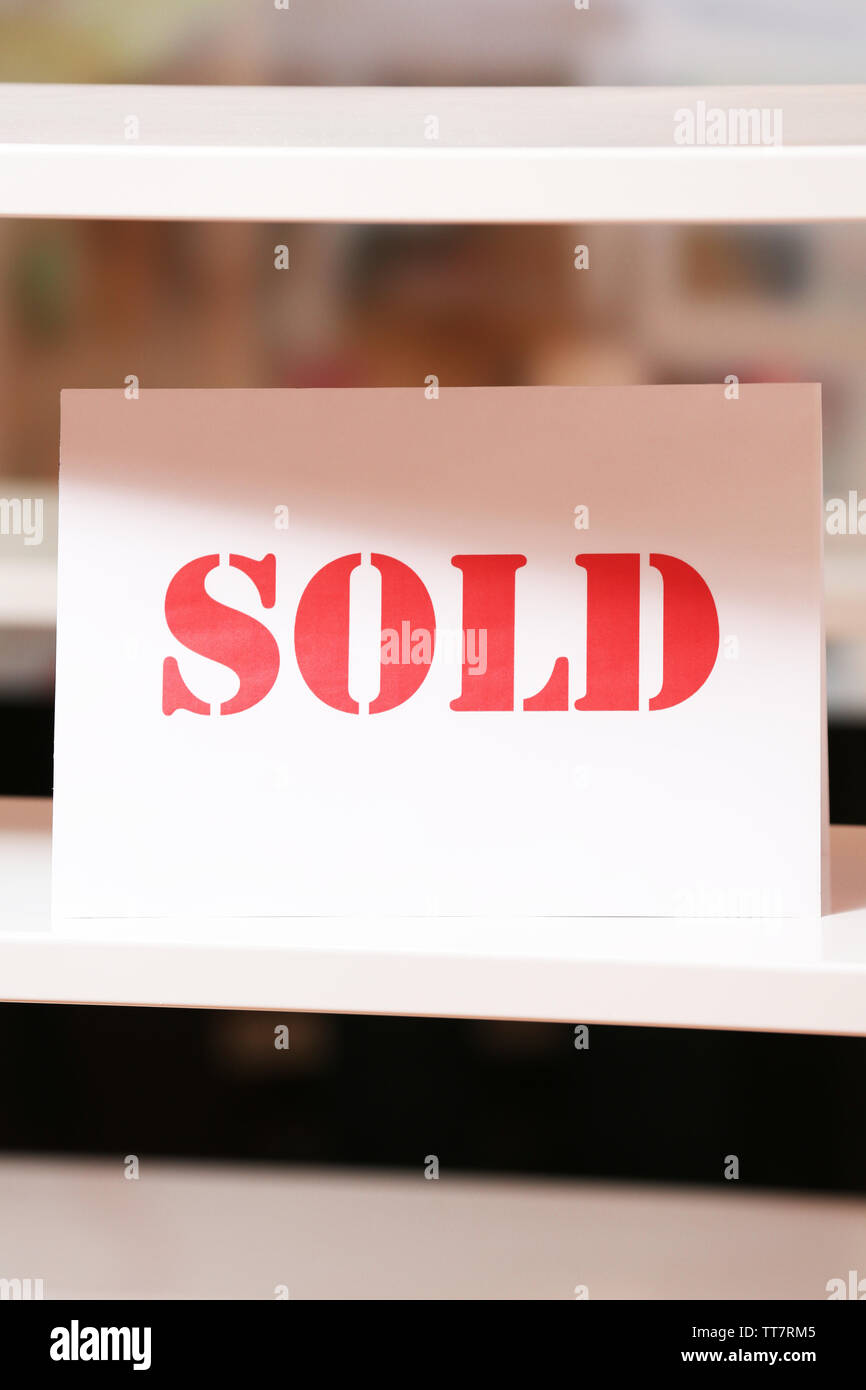 Blank with text sold on bright background Stock Photo - Alamy