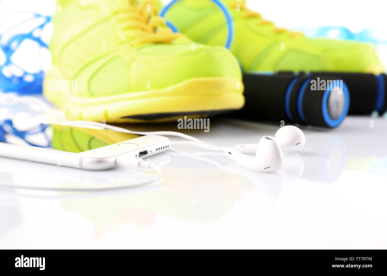 Different tools for sport close up Stock Photo - Alamy