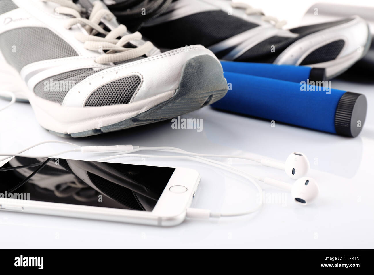 Different tools for sport close up Stock Photo - Alamy