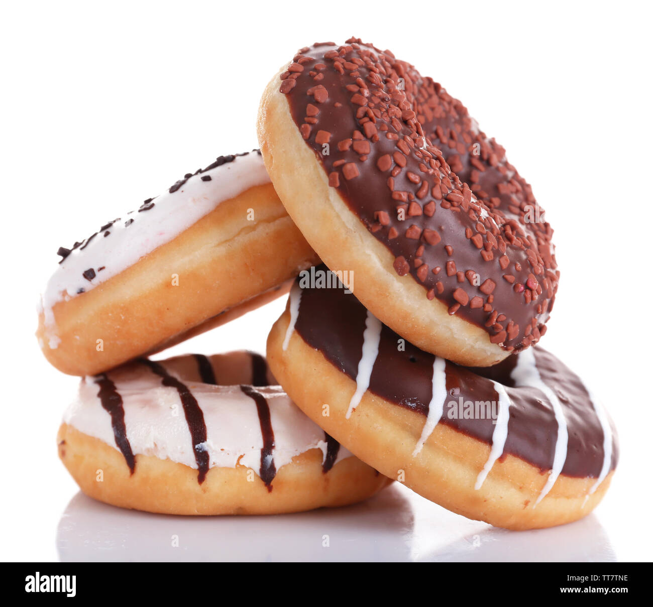 Delicious donuts with icing isolated on white Stock Photo - Alamy
