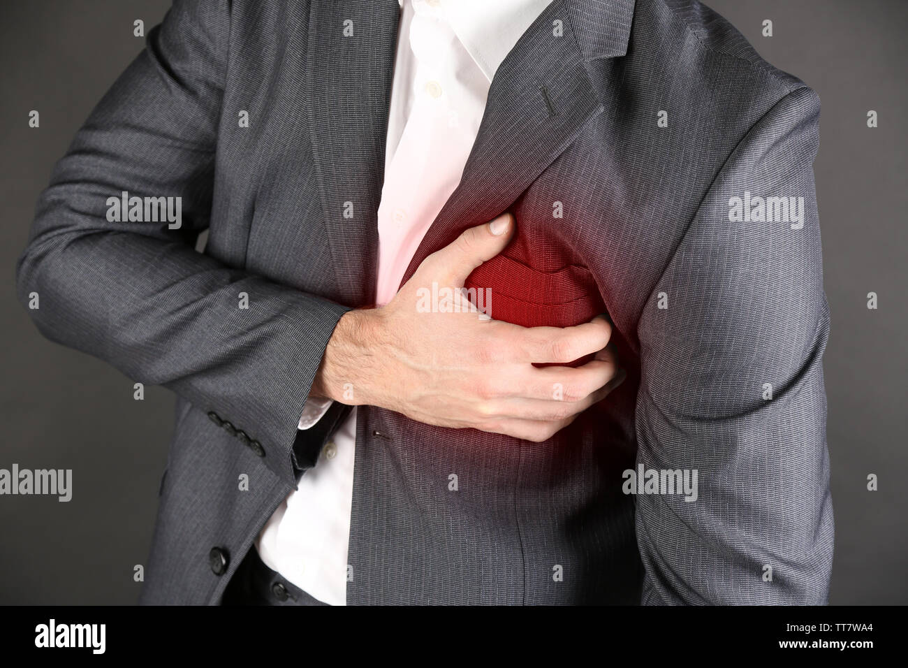 Man having chest pain - heart attack close up Stock Photo - Alamy