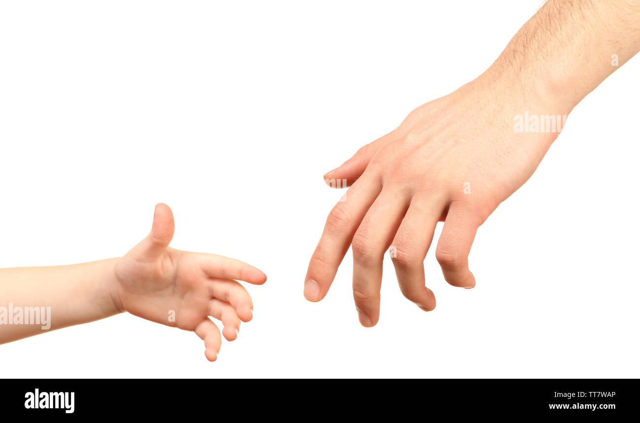 Child and father hands isolated on white Stock Photo - Alamy