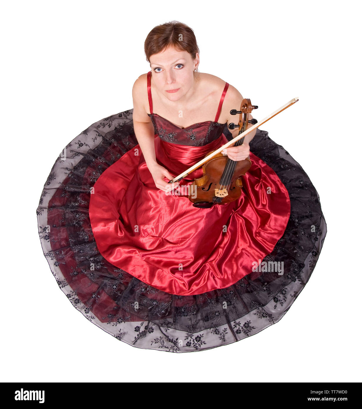 young woman with the viola isolated on white background Stock Photo - Alamy