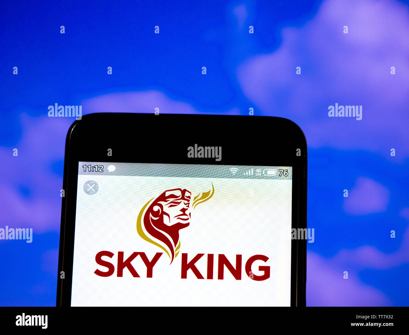 In this photo illustration the Sky King Airlines logo is seen displayed ...