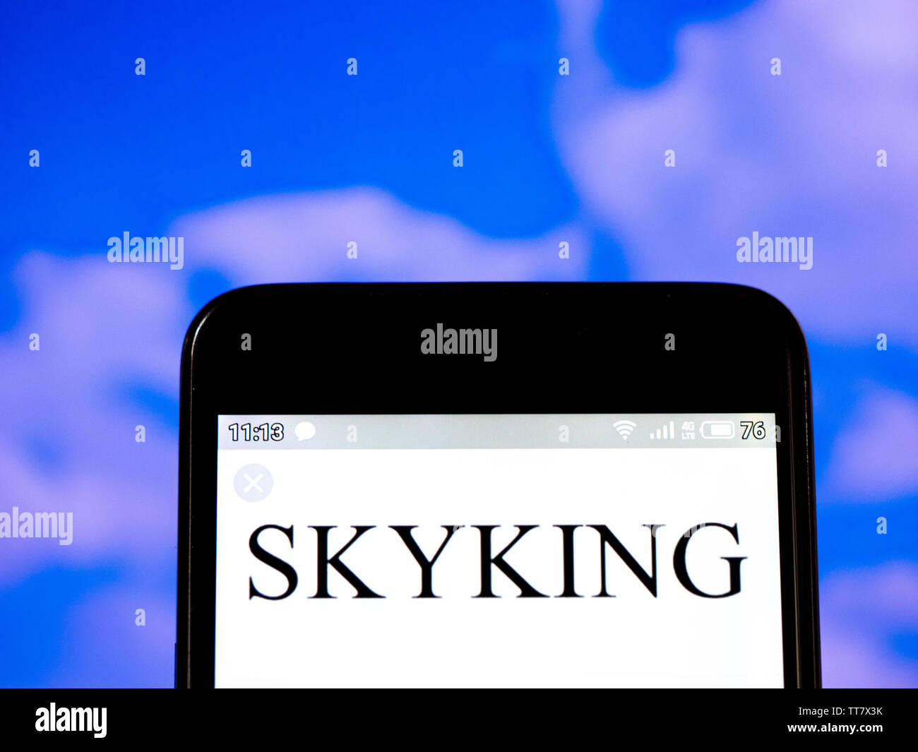 In this photo illustration the Sky King Airlines logo is seen displayed ...