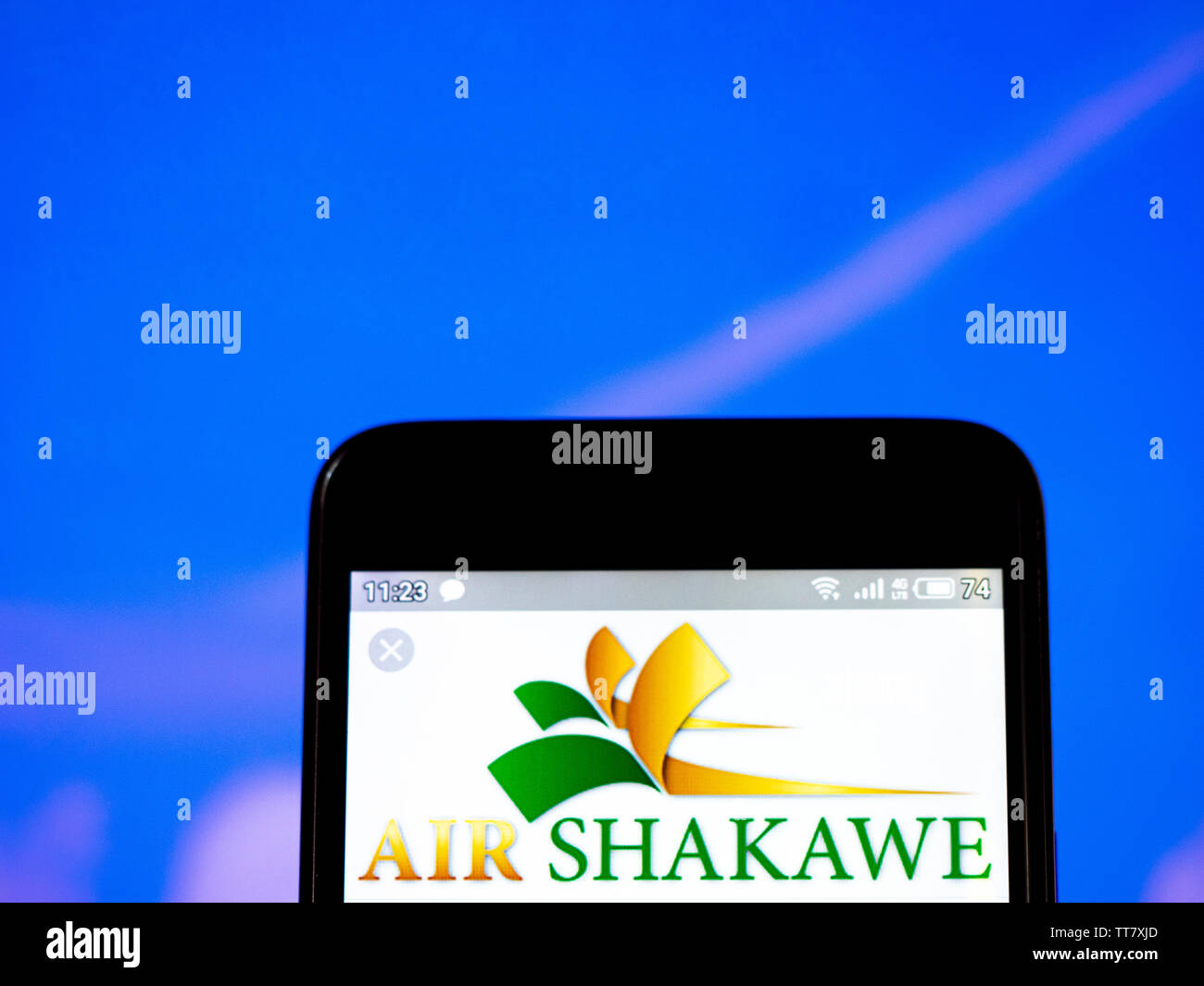 In this photo illustration the Air Shakawe logo is seen displayed on a ...
