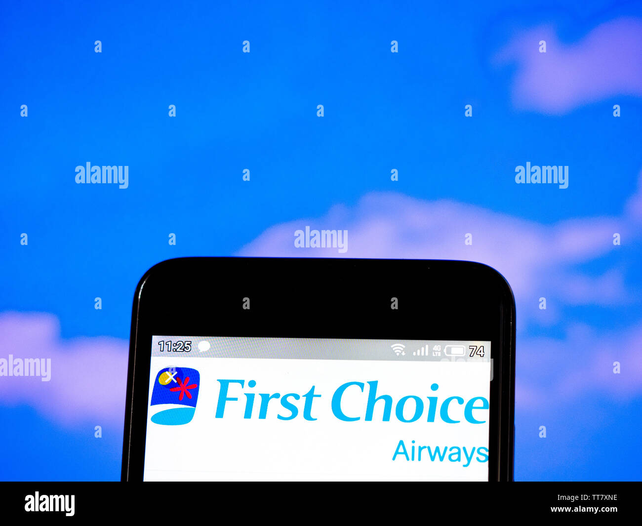 In this photo illustration the First Choice Airways logo is seen ...