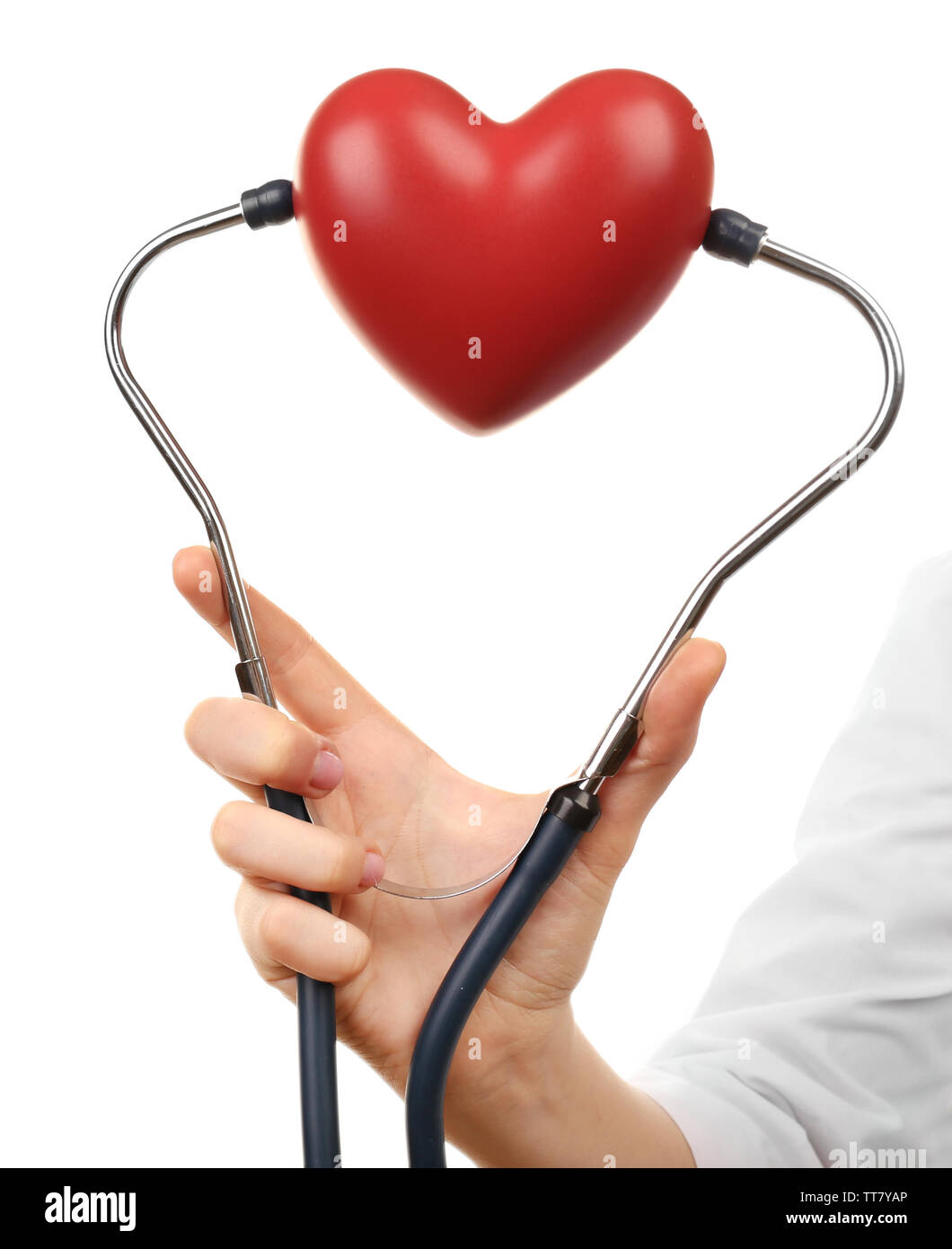 Stethoscope with heart in doctor hands, isolated on white Stock Photo ...