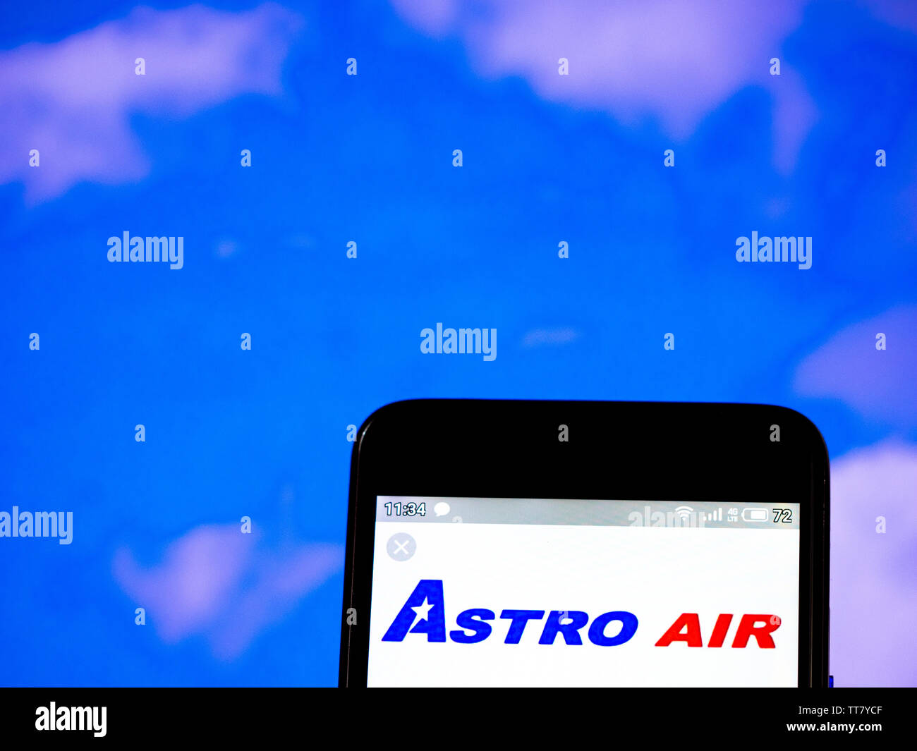 In this photo illustration the Astro Air International logo is seen ...