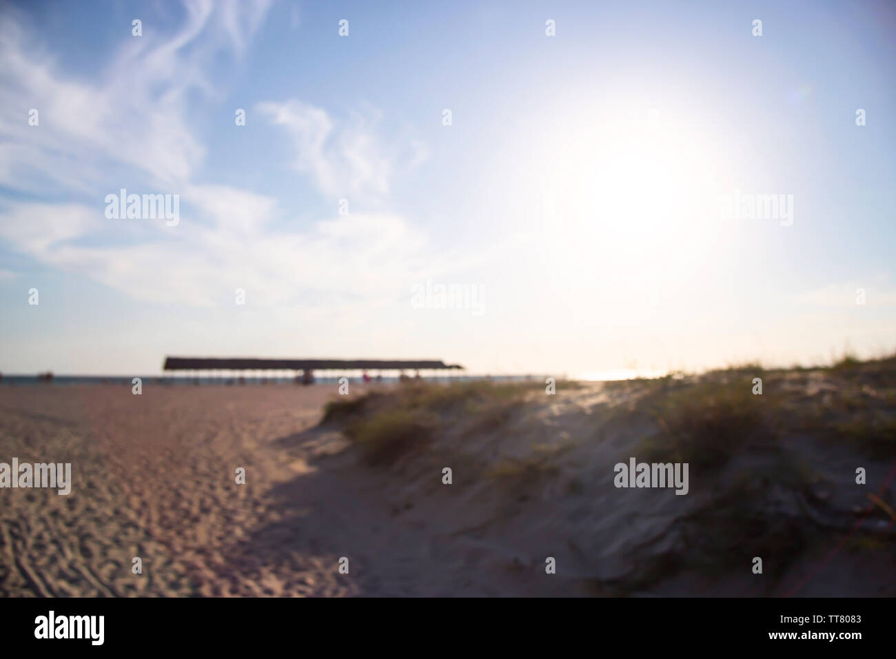 Old canopy to create shade on the beach by the sea in Crimea. Summer ...