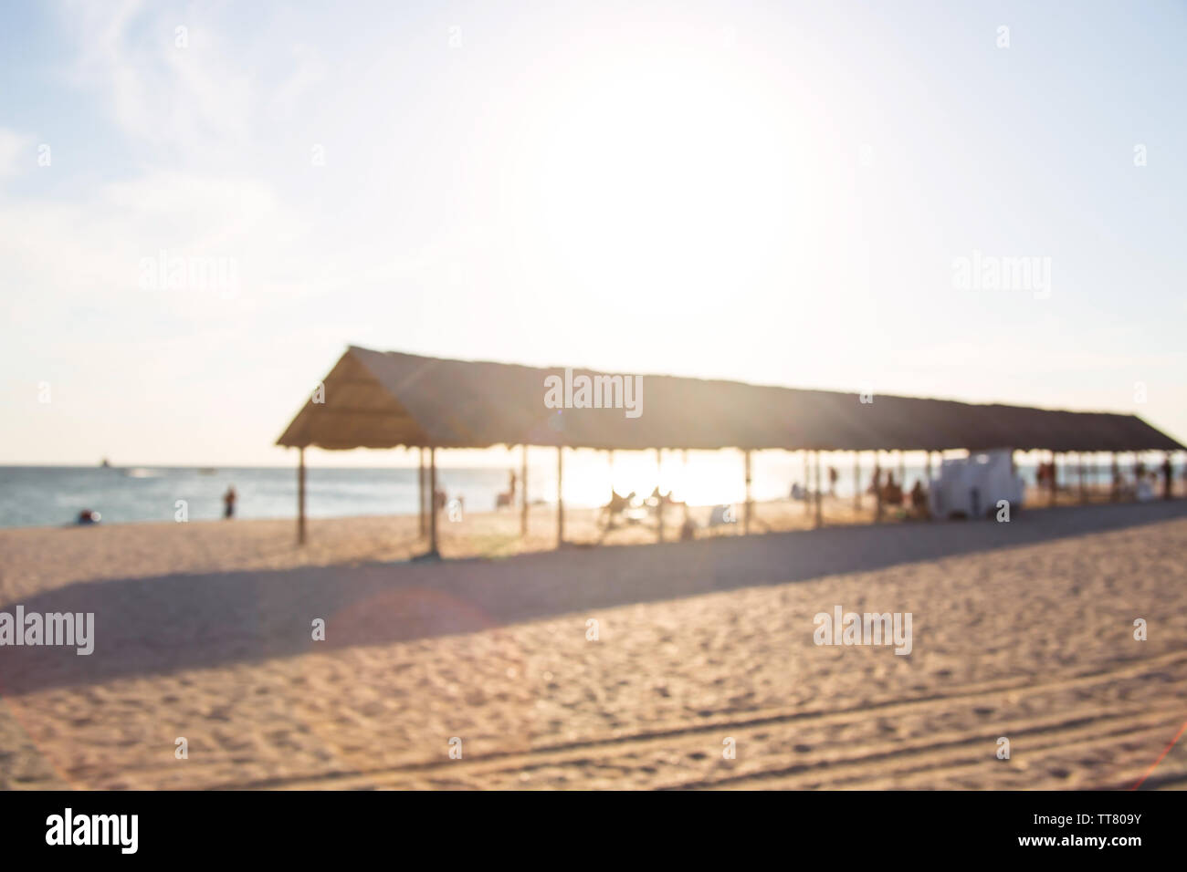 Old canopy to create shade on the beach by the sea in Crimea. Summer ...