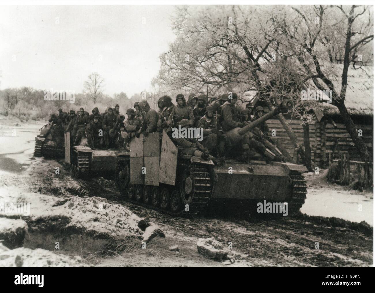 German SS Grenadiers on board Sturmgeschütz Assault Gun on the Eastern ...