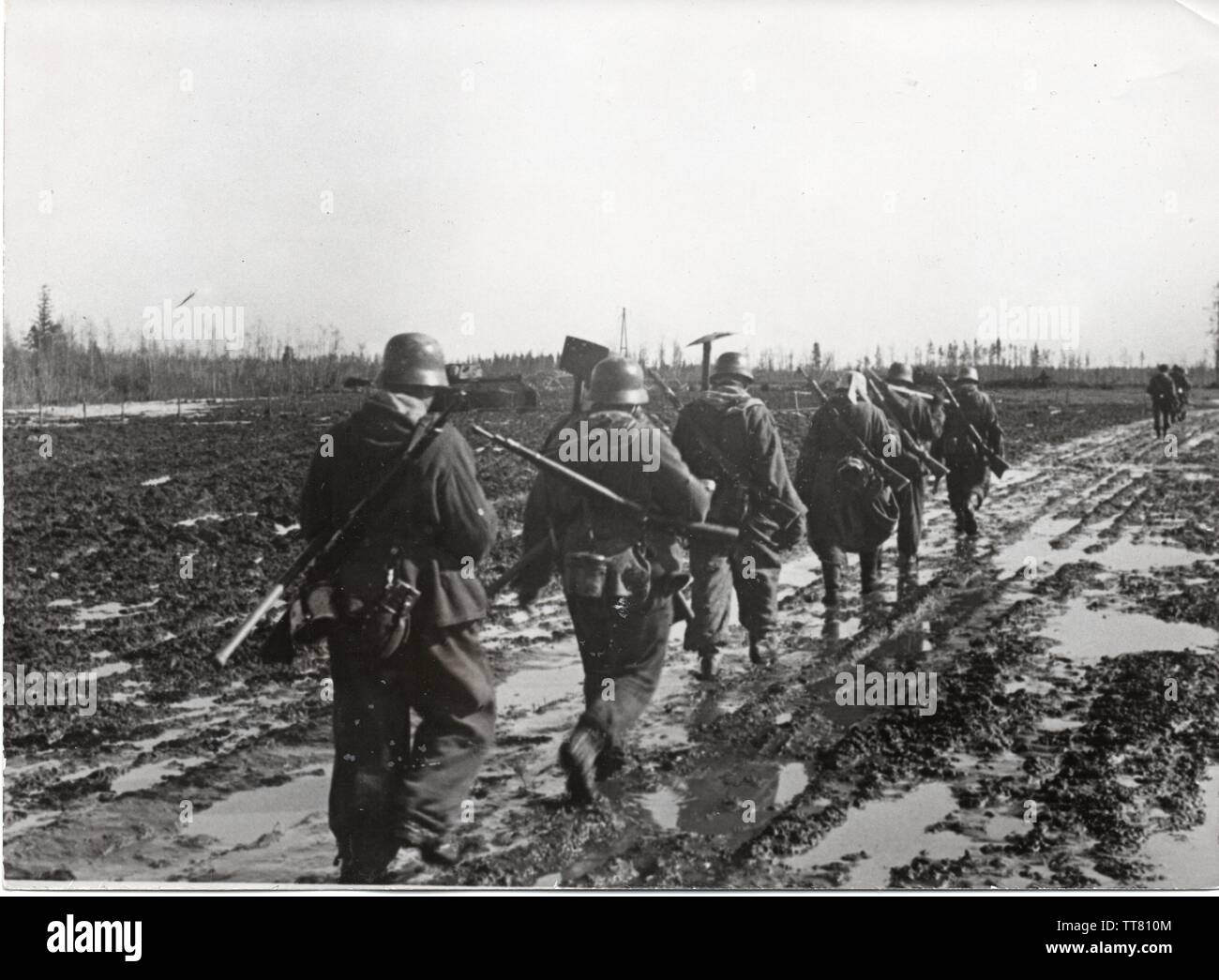 German Soldiers moving to the frontline in the Spring 1943 on the ...