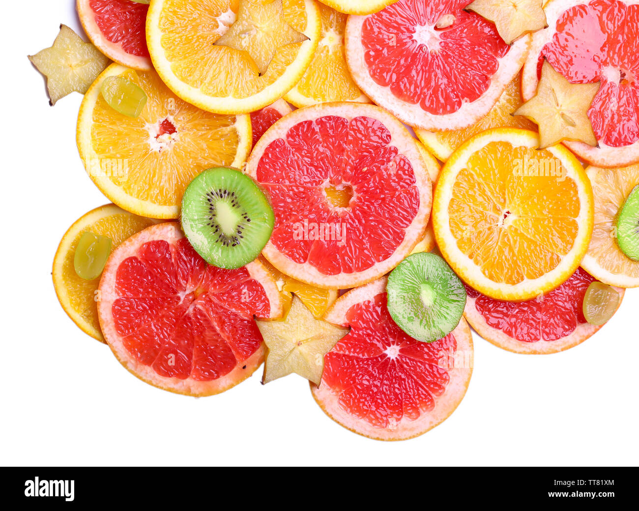 Sliced fruits isolated on white Stock Photo - Alamy